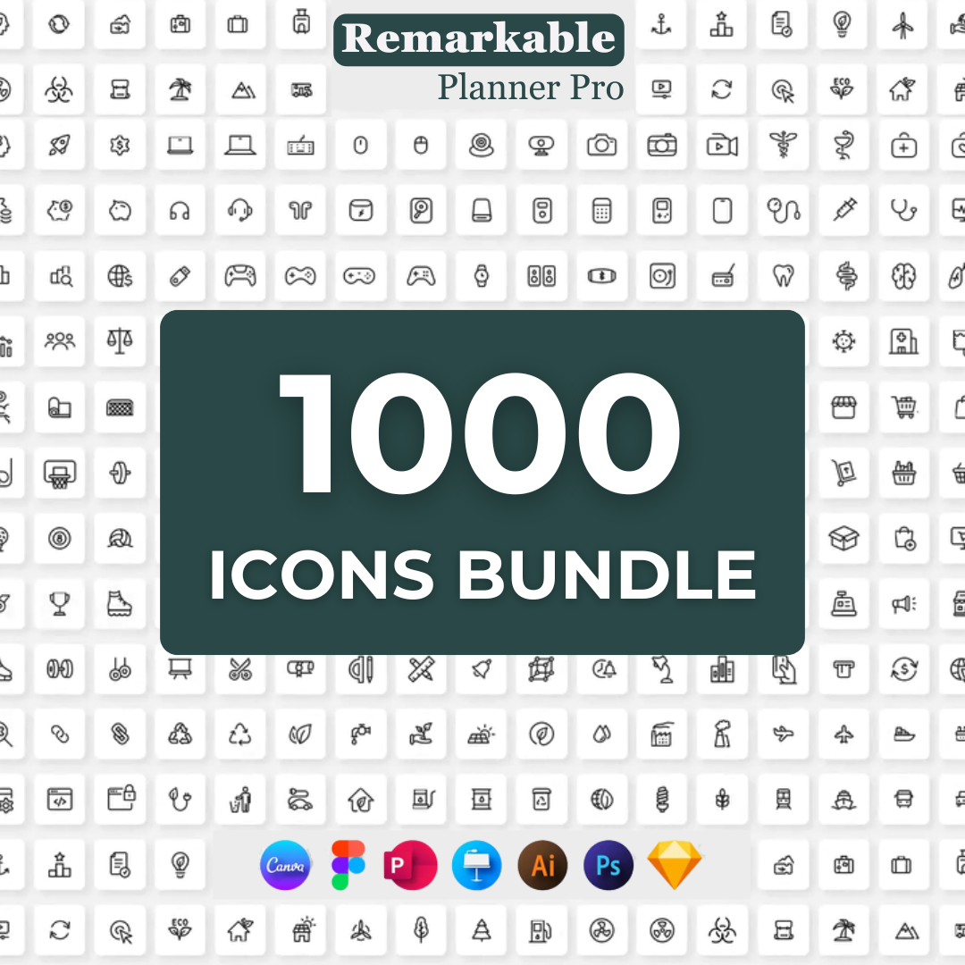 1000 Productivity Icons – Remarkable Planner Pro